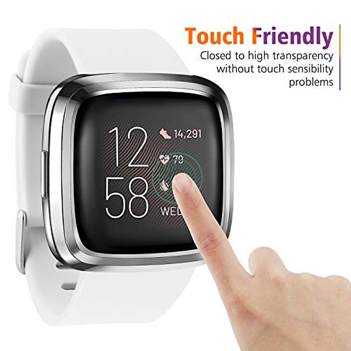 [6 Pack] Mugust Screen Protector Compatible with Fitbit Versa 2 Case, TPU Plated Full Around Protective Case Cover (Black, Space Gray, Silver, Rose Gold, Rose Pink, Clear)