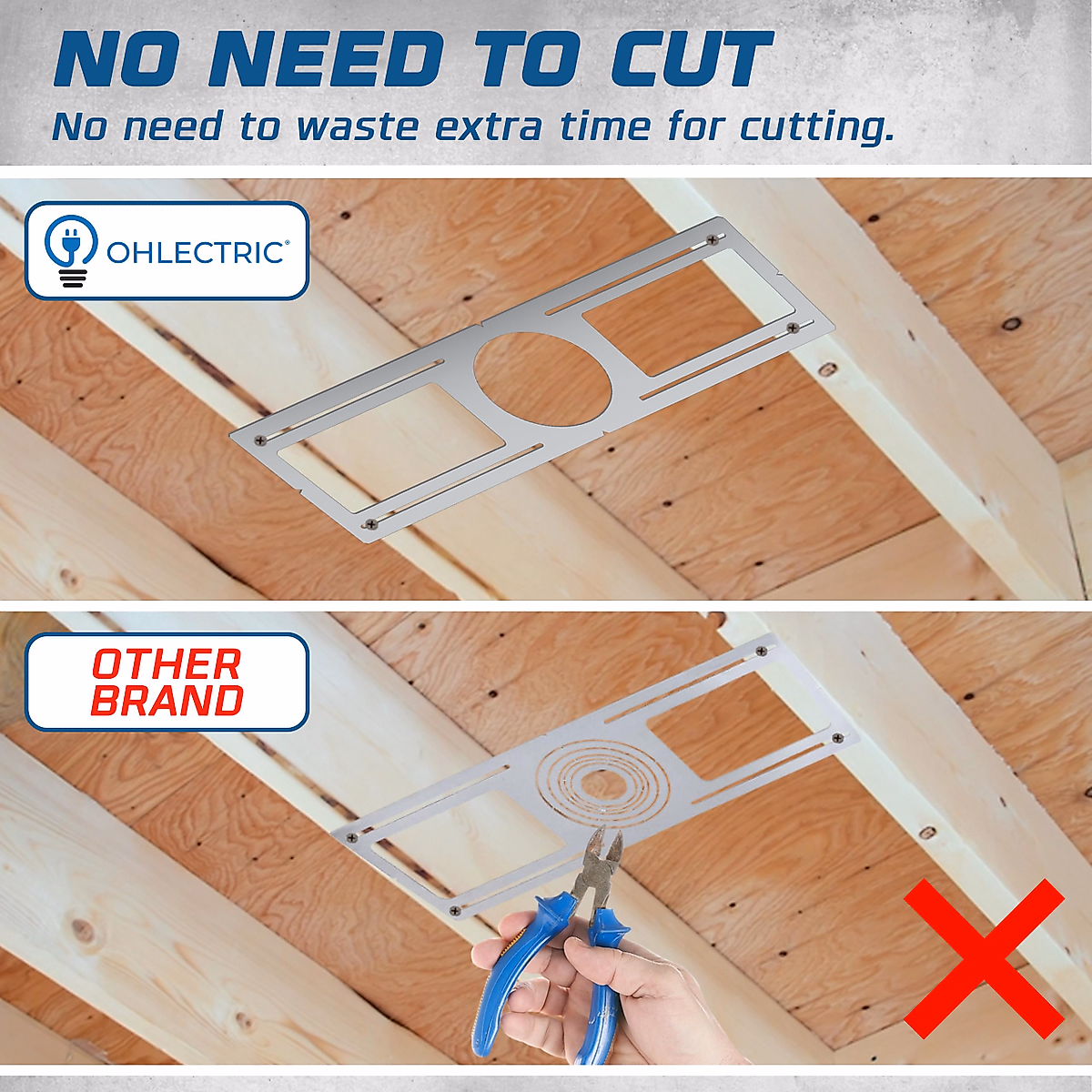 OHLECTRIC (48 Pack) New Construction Rough-in Plate for LED Downlight – Slim Steel Plate/Bracket – Guide for Electrician & Drywaller – for Use with 6 Inch Models