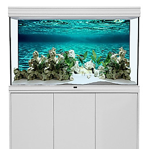 YongFoto 72x18 Inches Polyester Aquarium Background Turquoise Clear Water Ripple Terrarium Background Glass Fish Tank Background Pet Underwater Habitat Decor