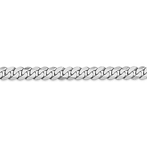 Solid 14k White Gold 6.25mm Beveled Curb Cuban Chain Necklace - with Secure Lobster Lock Clasp 18"
