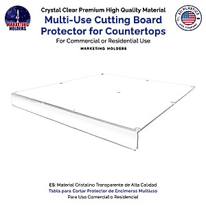 Clear Acrylic Cutting Board 16" x 15" Countertop Charcuterie Chopping Block with Lip and Several Rubber Bumpers by Marketing Holders