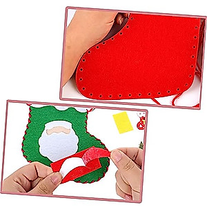 Veemoon Felt Christmas Ornament Kits 6 Pcs Xmas Party Favor Wall Hanging DIY Felt Non-Woven Fabric Hanging Bag Materials Christmas Stocking Making Kit Handmade DIY Materials Kit Suite
