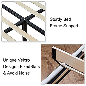 Molblly Queen Bed Frame Upholstered Platform with Headboard and Strong Wooden Slats,Non-Slip and Noise-Free,No Box Spring Needed, Easy Assembly,White