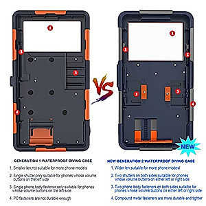 Professional Diving Upgrade Waterproof Protective Case, Outdoor Swimming Snorkeling Surfing Underwater Photo Video Housing for iPhone Galaxy Huawei OnePlus LG Motorola Google Series Smartphones