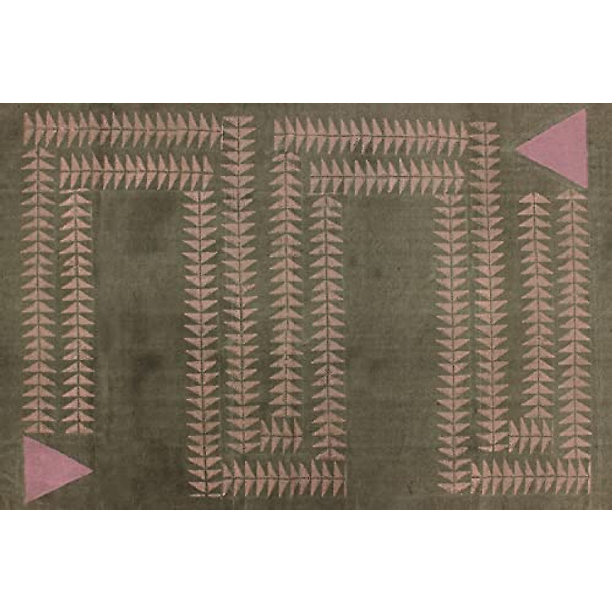 Casavani Hand Block Printed Area Rug Geometric Green & Pink Cotton Dhurrie Washable Kitchen Rugs with Tassels for Bedroom,Laundry,Living Room,Porch 4x6 5x8 2x3 Feet