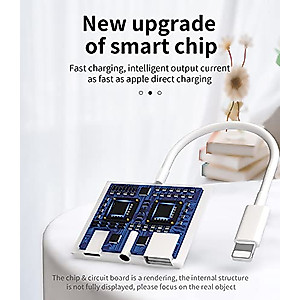 Compatible for iPhone Headphone Adapter 3.5mm AUX Audio Jack Charger Dongle Earphone Splitter Compatible with Lightning Male to USB Female OTG Power Charging Camera MIDI Connector for Apple for ipad