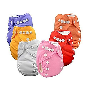 ALVABABY Baby Pocket Newborn for Less Than 12pounds Baby Snaps Cloth Diapers Nappy 6pcs with 12 Inserts 6SVB05