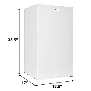 Koolatron Compact Fridge w/Freezer, 3.2 cu ft (91L), White, Space-Saving Flat Back Design, Reversible Door, Full-Width Freezer, Snacks, Beverages, Beer, Den, Dorm, Office, Rec Room, Home Bar