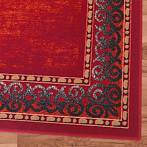 Antep Rugs Alfombras Bordered Modern 4x6 Non-Slip (Non-Skid) Low Pile Rubber Backing Indoor Area Rug (Maroon Red, 4' x 5'8")