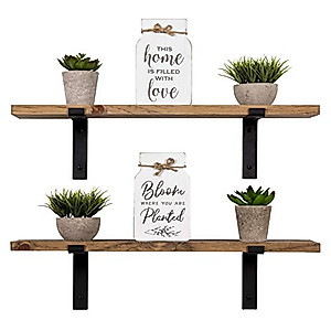 Imperative Décor Rustic Wood Floating Shelves Wall Mounted Storage Shelf with L Brackets USA Handmade| Set of 2 (Special Walnut, 24" x 5.5")