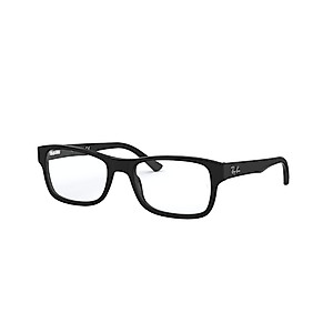 Ray-Ban RX5268 Rectangular Prescription Eyeglass Frames, Matte Black/Demo Lens, 52 mm