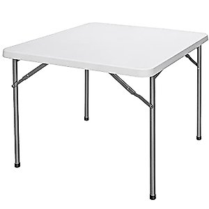 ZenStyle 3 ft Indoor Outdoor Heavy Duty Portable Plastic Folding Table, Square Card Table Utility Table Game Table for Puzzles Crafting Picnic Camping Dining Party, White