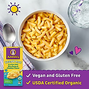 Annie’s Vegan Mac Rice Pasta and Cheddar Flavor Dinner with Organic Gluten Free Pasta, 6 OZ (Pack of 12)