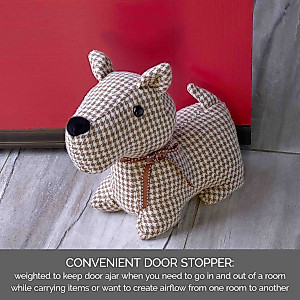 Elements 4.72x9.06x7.87 Inch Brown Plaid Dog Weighted Fabric Door Stopper