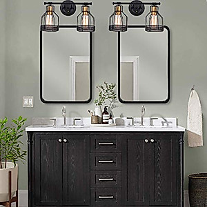 LEORISO 16 x 24” Black Bathroom Mirror for Wall, 1.3” Metal Frame Rectangle Mirror, Wall-Mounted Mirror Hangs Horizontal Or Vertical