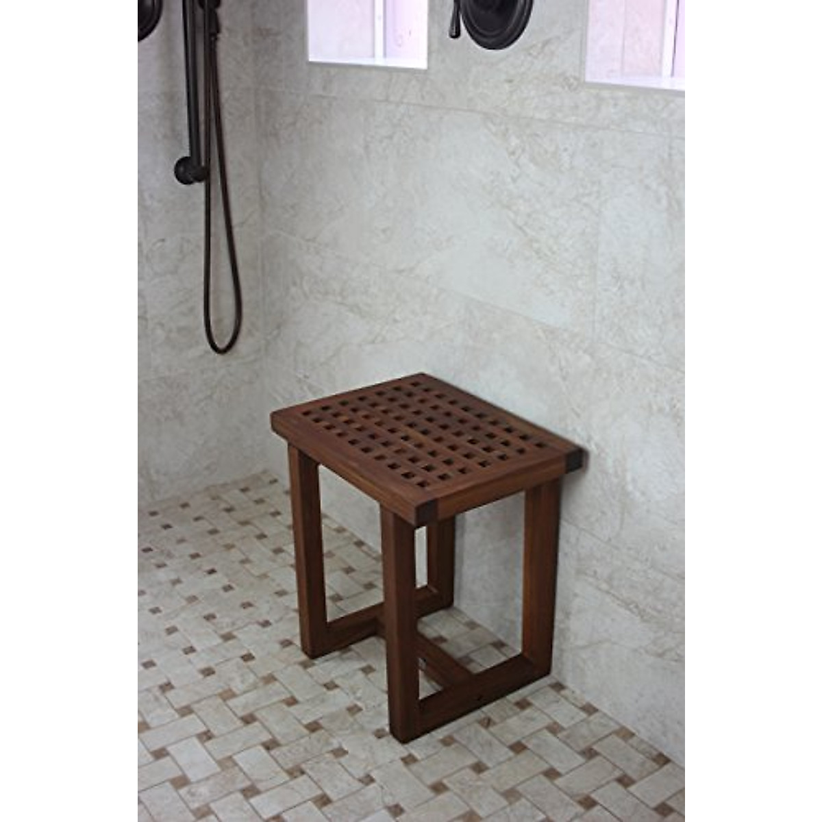 AquaTeak The Original 18" Grate Teak Shower Bench & AquaTeak Premium Teak Oil