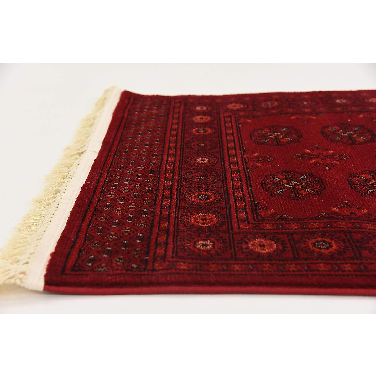 Unique Loom Tekke Collection Over-Dyed Saturated Traditional Torkaman Area Rug, 2 ft 7 in x 10 ft, Red/Burgundy