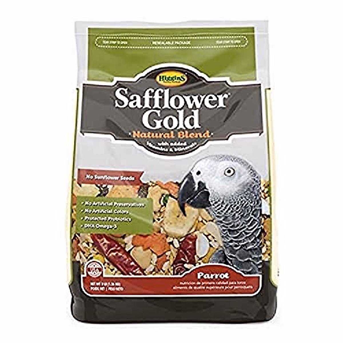 Higgins 466121 Safflower Gold For Parrots - 3 Pound
