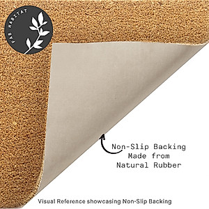 Fab Habitat Modern Non Slip Doormat - Durable, Thin - Natural Coir & Rubber - Entryway, Front Door, Porch, Patio - Black Belt Black/Natural (18" x 30" Non-Slip)