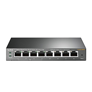 TP-Link TL-SG108PE, 8 Port Gigabit PoE Switch, Easy Smart Managed, 4 PoE+ Ports 64W, Plug & Play, Sturdy Metal w/ Shielded Ports, Fanless, QoS, Vlan & IGMP