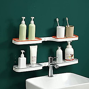 2Pcs Bathroom Corner Punch-free Rack, Bathroom Corner Punch-free Rack Shampoo Storage Rack Holder, Bathroom Corner Punch-free Rack with Suction Cup (grey)