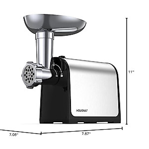 Electric Meat Grinder, 2600W Max Meat Grinders for Home Use, HOUSNAT 3 in 1 Heavy Duty Meat Mincer with 2 Blades and 3 Plates, Sausage Stuffer Tube & Kubbe Kit, Stainless Steel