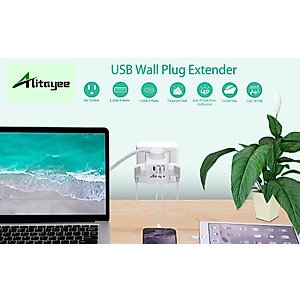 Alitayee USB C Multi Plug Outlet Extender,USB Outlet Splitter, Cube Multi Plug Adapter with 3 Outlets and 3 USB 15.5W Fast Charging, No Surge Protector for Cruise Travel Home Office ETL Listed White