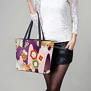 Womens Handbag Japanese Flowers Japan Floral Pattern Leather Tote Bag Top Handle Satchel Bags For Lady