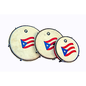 DP Music Set de Panderos - Pleneras PVC Drums with Puerto Rico Flag - Nylon Carrying Case Included (DP-PLENERA-S)