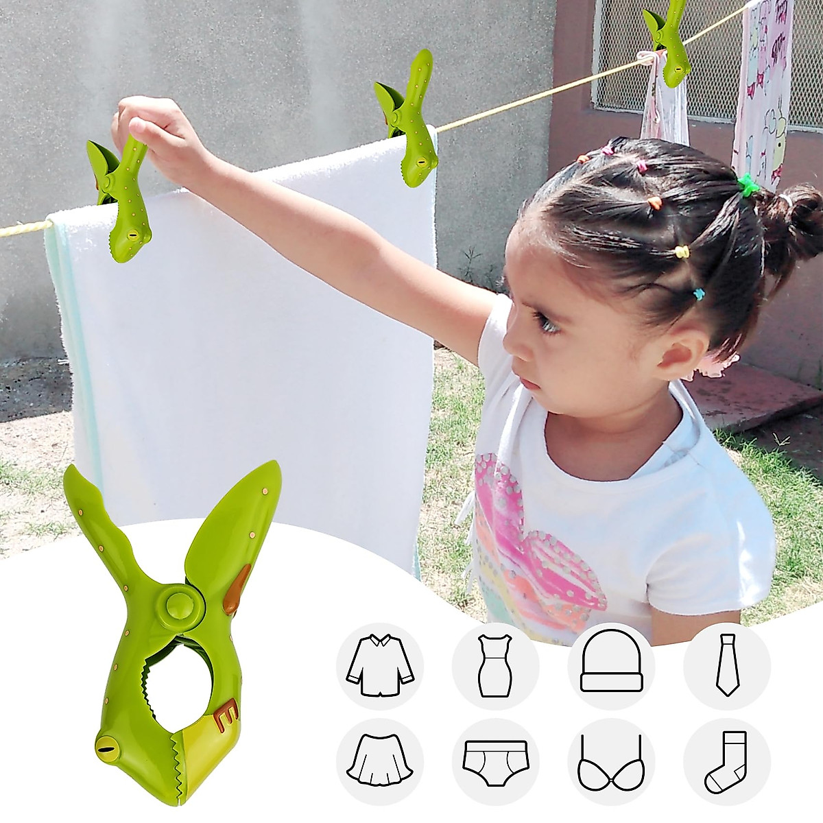 Beach Towel Clips for Chair Secure Clips for Beach Chairs Jumbo Size Plastic Clothes Pegs for Pool Lounger (Frog-A)