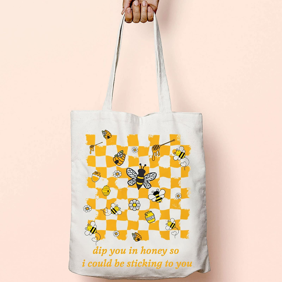 BLUPARK Singer Inspired Tote Bag Daylight Lyrics Tote Bag Singer Song Album Merch Singer Music Gift Reusable Canvas Tote Bag (Dip you in honey tote)