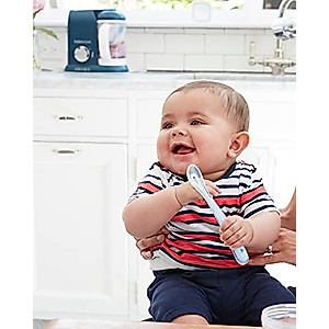 BEABA Baby's First Foods Spoon Set with Travel Case, Original Silicone Baby Spoons, Baby Essentials, Baby Spoons, Travel Set, Baby Gifts, Rain + Cloud