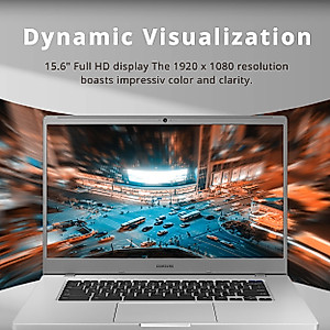 Samsung 4+ Chromebook Laptop, 15.6" FHD LED Display, Intel Celeron N4000, 4GB RAM, 64GB eMMC, HD Webcam, Wi-Fi 5, Bluetooth, Chrome OS, Platinum Titan, 32GB Hotface USB Card