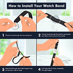 Benchmark Basics Leather Watch Band - Zulu Crazy Horse Oiled Leather Military Style One-Piece Watch Strap - 18mm Dark Brown