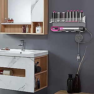 HeyMoonTong Storage Holder for Dyson Airwrap Complete Styler, Transparent Acrylic Wall Mount Bracket Stand Storage Rack Organizer for Dyson Airwrap Attachments, Space Organizer for Bathroom Bedroom Washroom