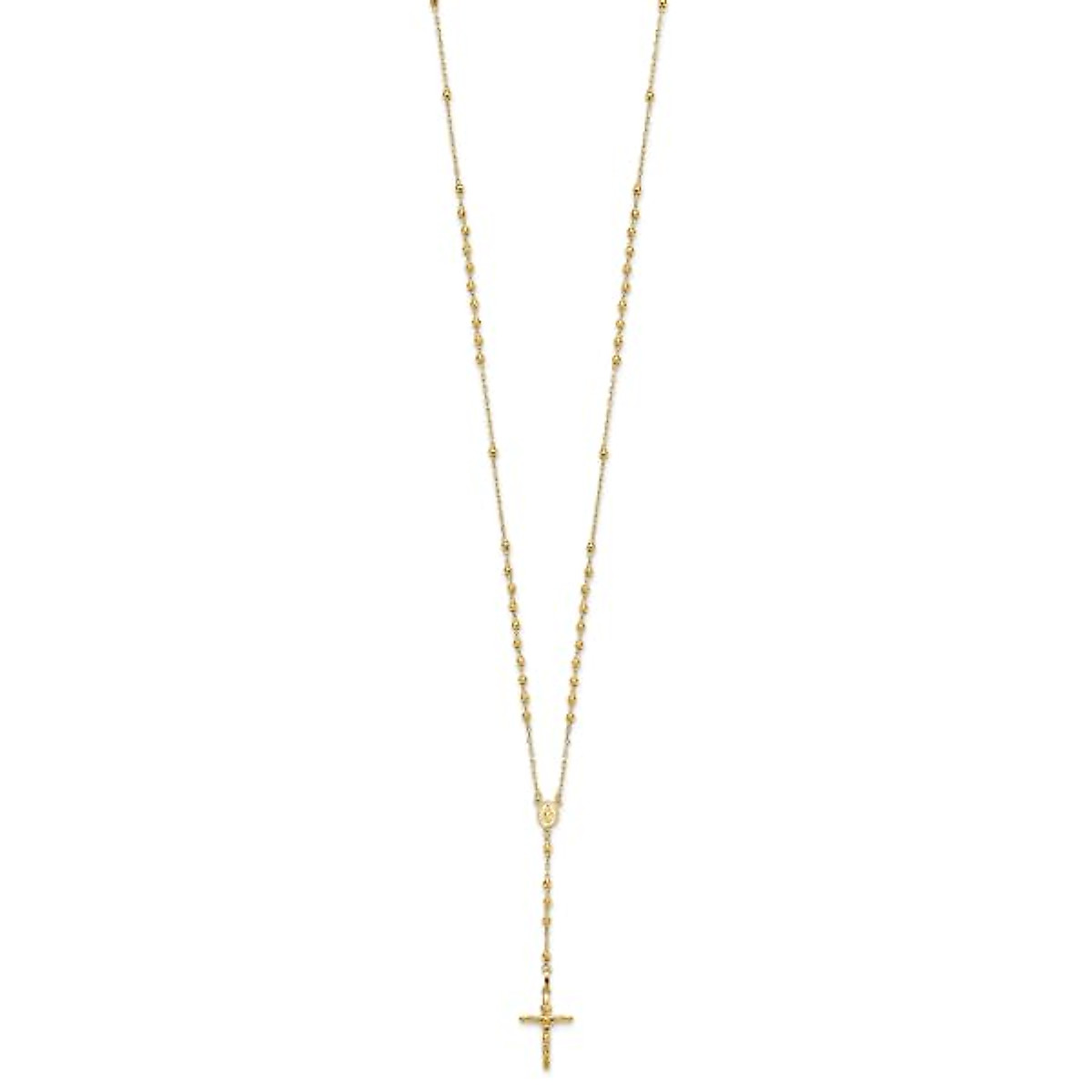 IceCarats 14K Yellow Gold 3mm Beaded Rosary Chain Necklace