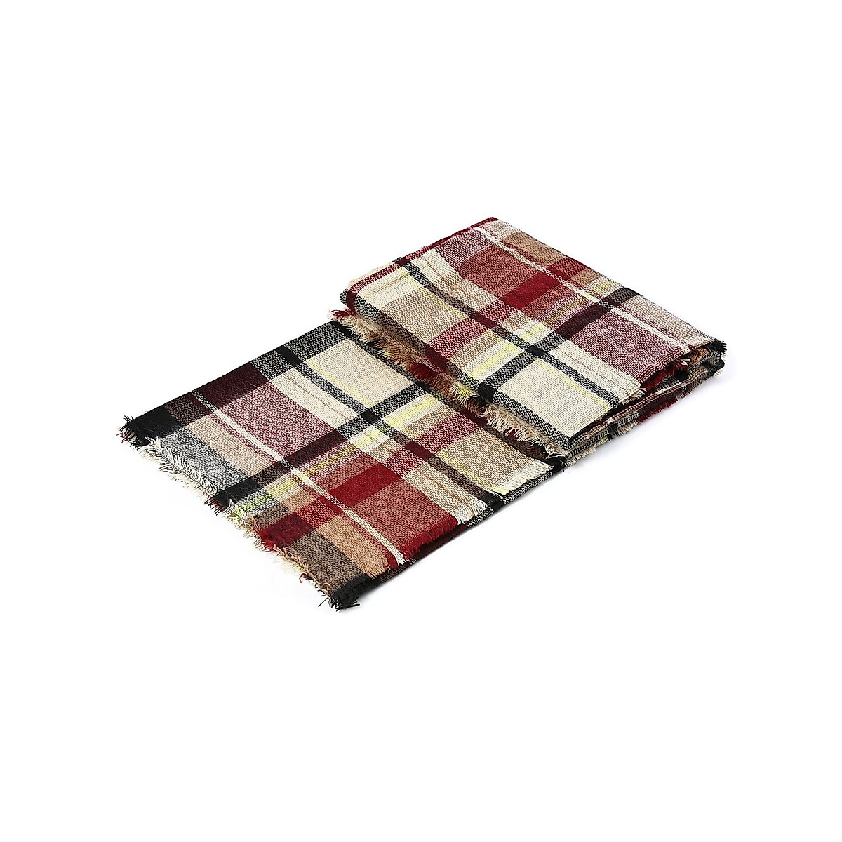 American Trends Women's Fall Winter Scarf Classic Tassel Plaid Scarf Warm Soft Chunky Large Blanket Wrap Shawl Scarves Pink Scarf