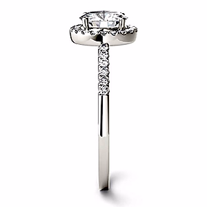 Charles & Colvard Created Moissanite 6.5mm Round Cut Engagement Ring for Women | 1.3 cttw DEW | Lab Grown | Solid 14K White Gold with Rhodium | Size 6