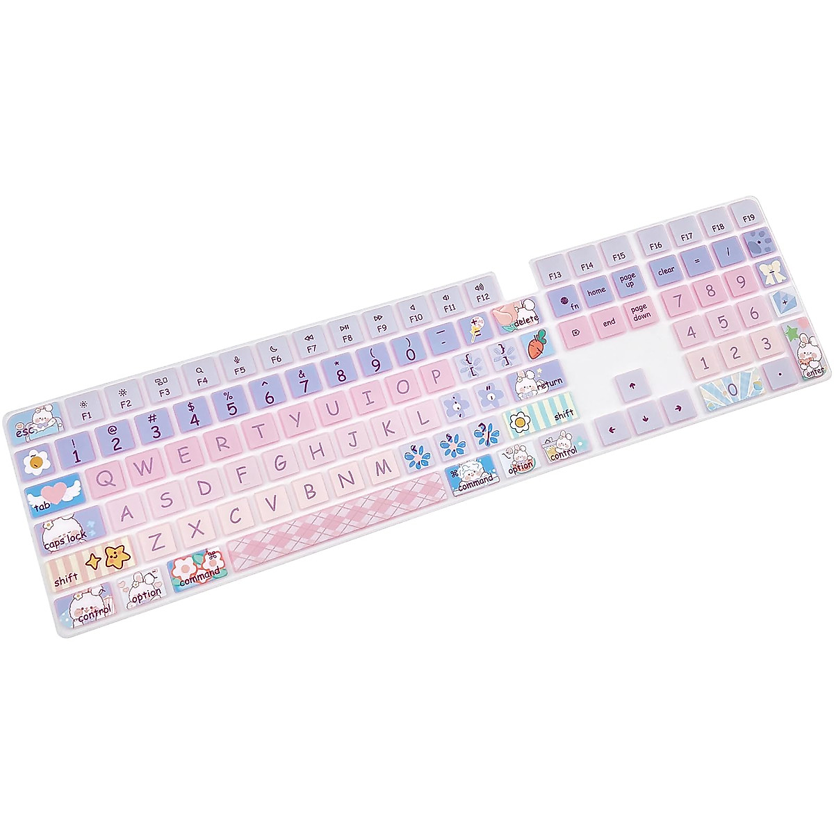 Cute Keyboard Cover Skin for 2021 Apple iMac Magic Keyboard (Model: A2520) with Numeric Keypad and Touch ID, Silicone Keyboard Protector, US Layout, Cute Bunny