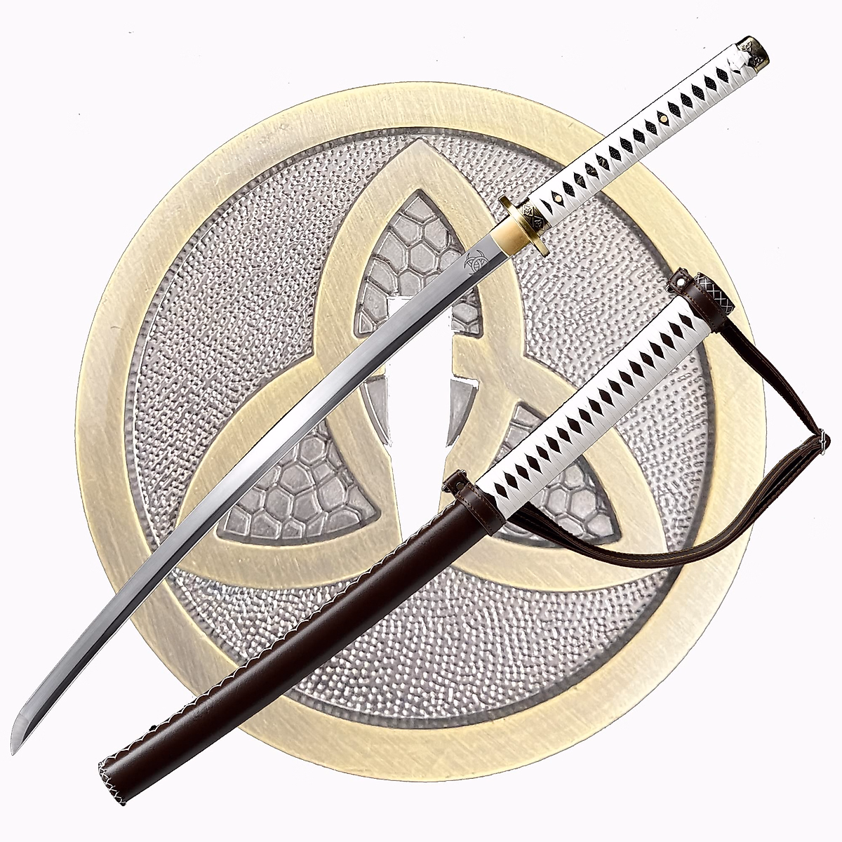 HanBon Forged The Walking Dead Sword Michonne Katana Sword Real Japanese Samurai Sword Katana T10 Steel Full Tang Blade Sharp Can Cut Bamboo Trees