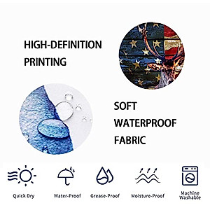 Dia Magico 4PCS Deer Shower Curtain Set, American Flag Patriotic Elk Antlers Moose Woodland Forest Animal Hunting Lodge Cabin Rustic Farmhouse Bathroom Decor, Fabric Shower Curtain Non-Slip Bath Mat