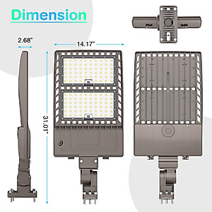 400W LED Parking Lot Light 56000LM with Photocell, 5000K Shoebox Pole Light with Arm Mount AC100-277V, UL DLC ETL Listed, IP65 Waterproof Commercial Street Area Lighting for Driveway/Roadway/Yard