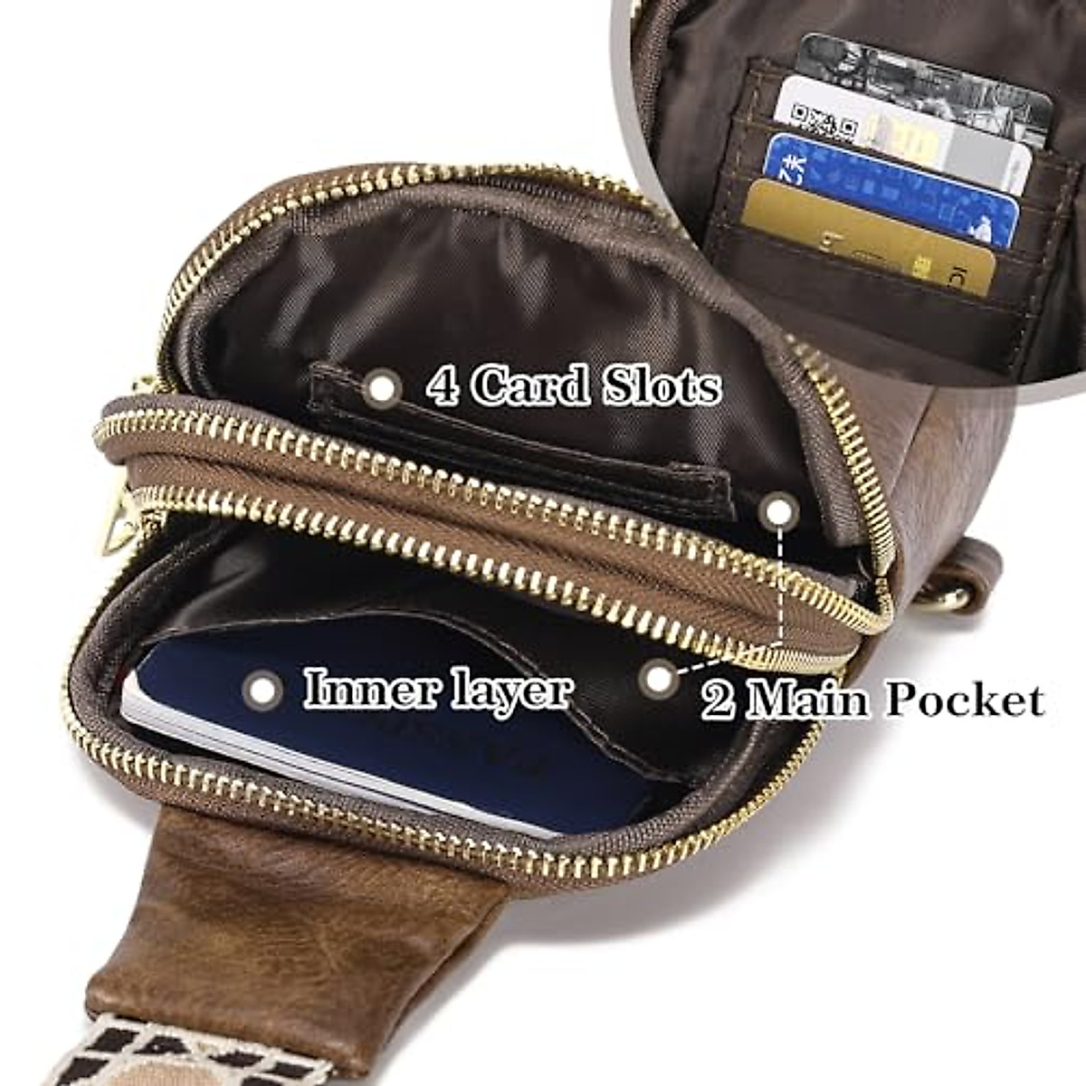 INICAT Travel Small Sling Bag Crossbody Bags Gifts for Women(Brown J)