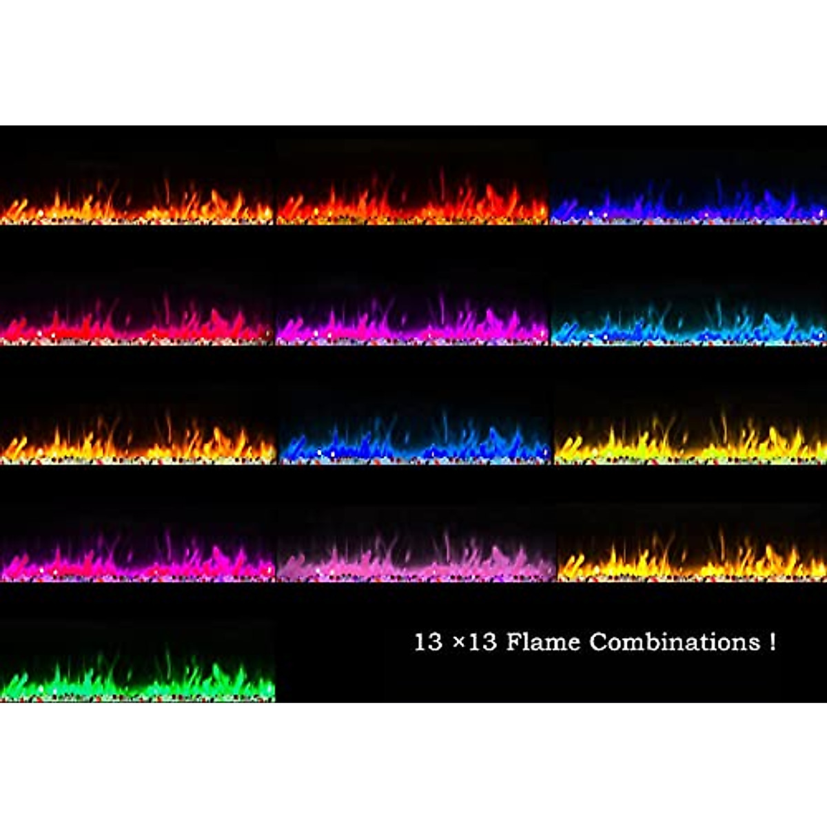 Cheerway 60 inch Electric Fireplace with Heater, Wall Mounted & Recessed Electric Fireplace Insert, Linear Wall Fireplace w/Thermostat, 13×13 Flame Color, Remote & Touch Control w/Timer, 750W/1500W