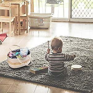 Mecaly Baby Diaper Caddy Organizer, Large Cotton Rope Diaper Basket for Baby Shower Gifts, Portable Nursery Storage Bin with 2 Inner Pockets and Removable Inserts for Changing Table &Car (Beige)