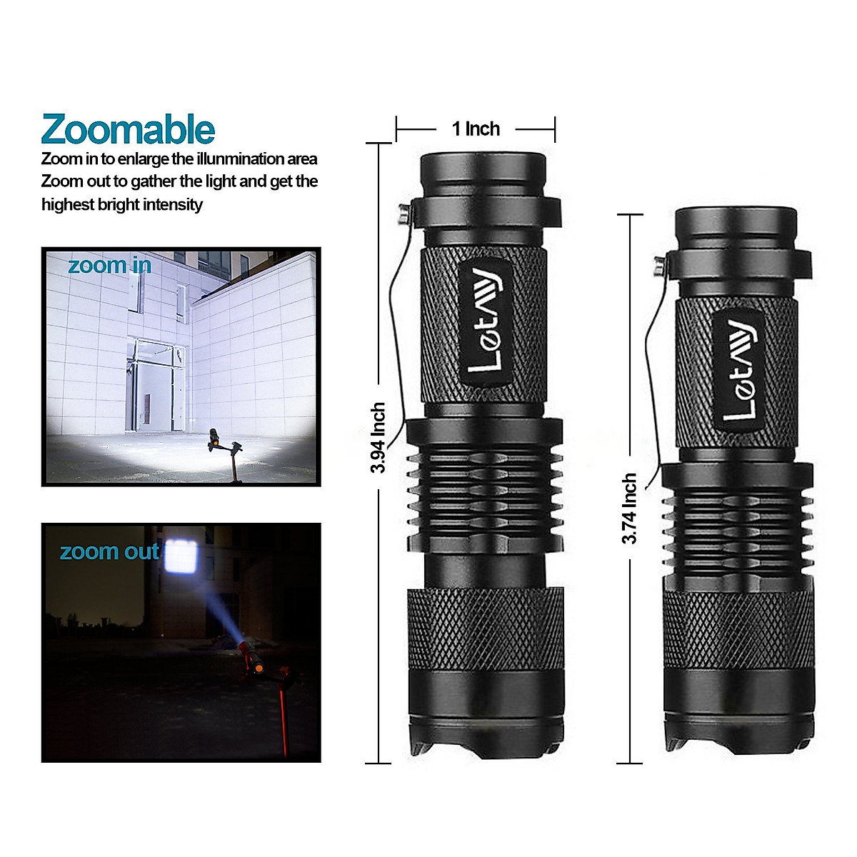 LETMY 4 Pack Camping Lantern + LETMY 2 Pack Mini Flashlights