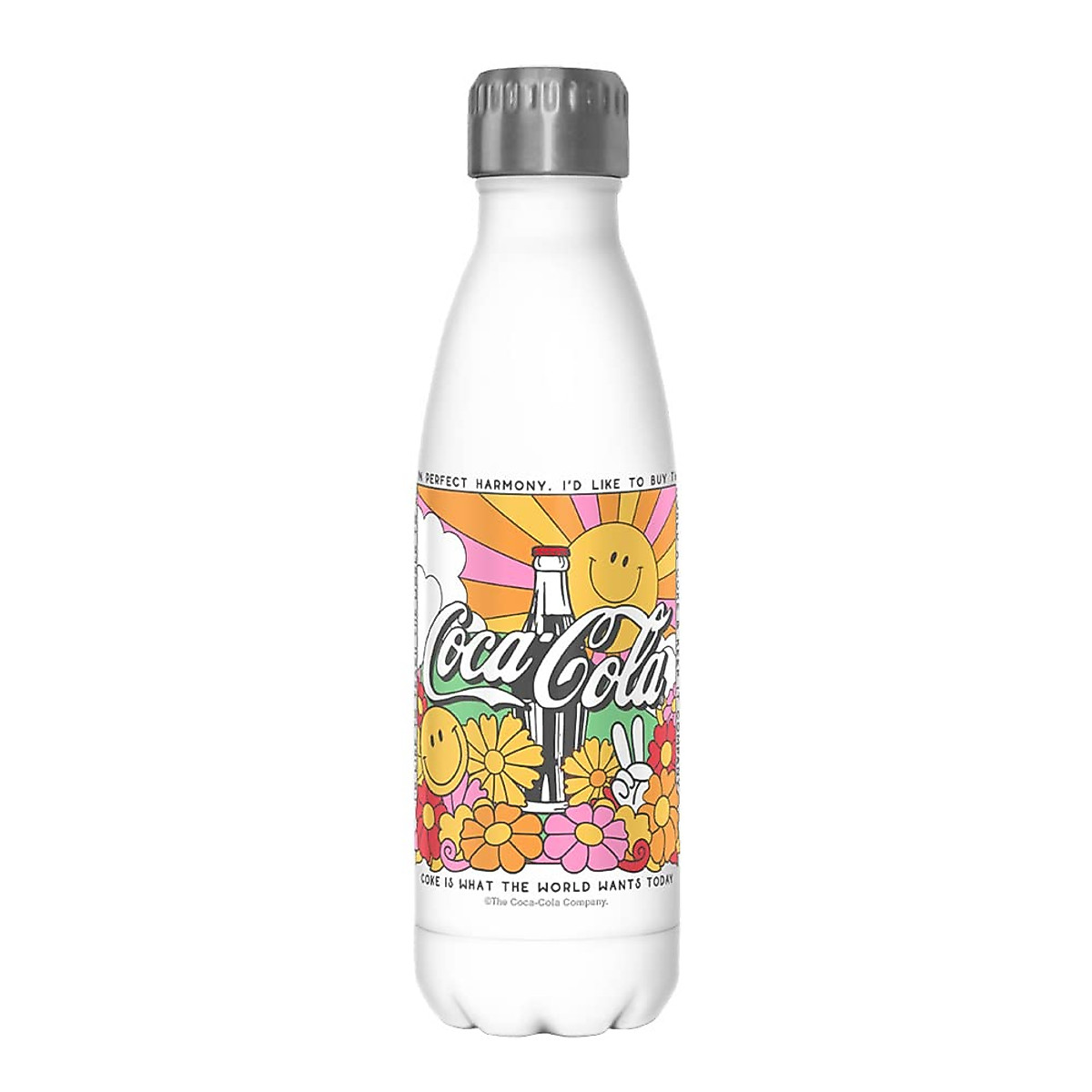 Coca-Cola Seventies 17 oz Stainless Steel Water Bottle, 17 Ounce, Multicolored