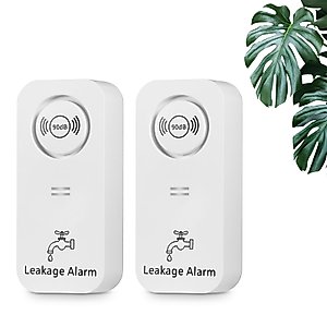 Water Leak Detector 2 Pack, 90dB Audio Water Leak Detectors for Home, Sensitive Leak and Drip Alert for Kitchen Bathroom Basement
