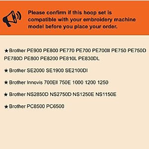 Sew Tech Embroidery Hoops for Brother PE800 SE1900 PE770 780D PE700 PC6500 Brother Innovis 1250 700 Babylock Embroidery Machine Hoop