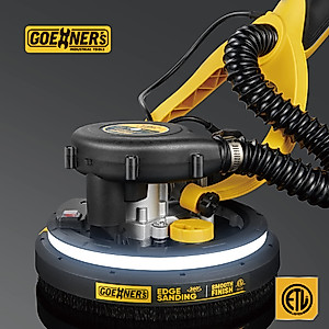 Drywall Sander, Electric Drywall Sander with Vacuum, Automatic Dust Removal, 7 Variable Speed, 900-1800RPM, 26’ Power Cord, Labor-Saving Handle and Patented Fixture for Ceiling Sanding, LED Light